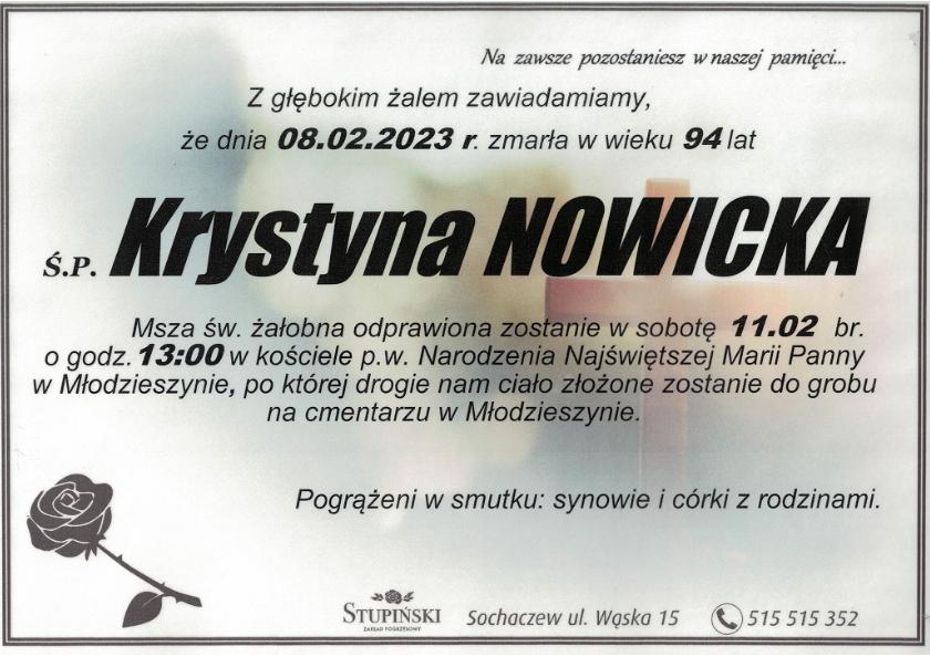 ŚP Krystyna Nowicka - nekrolog