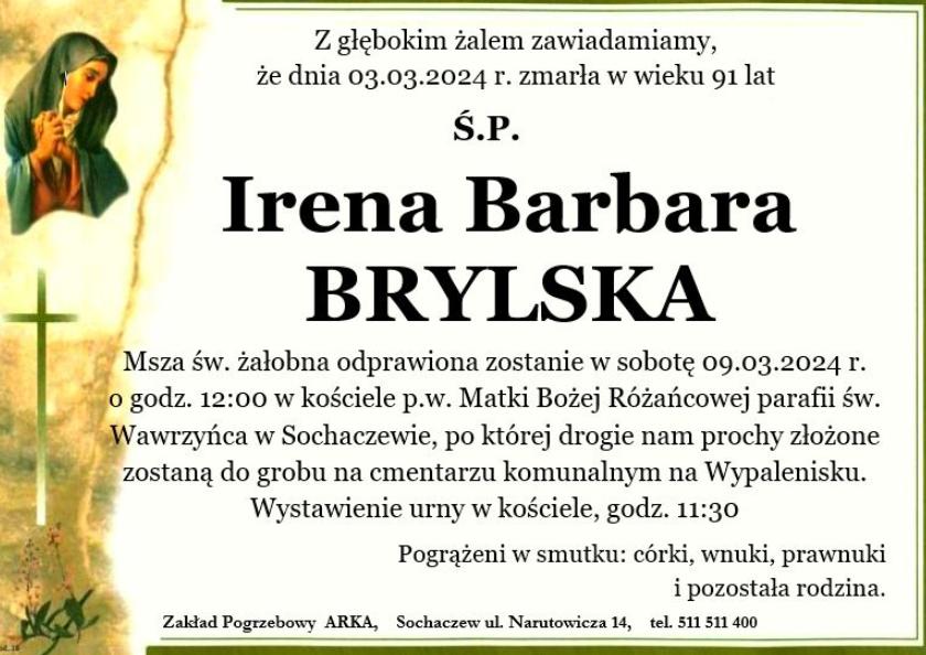 ŚP Irena Barbara Brylska - nekrolog